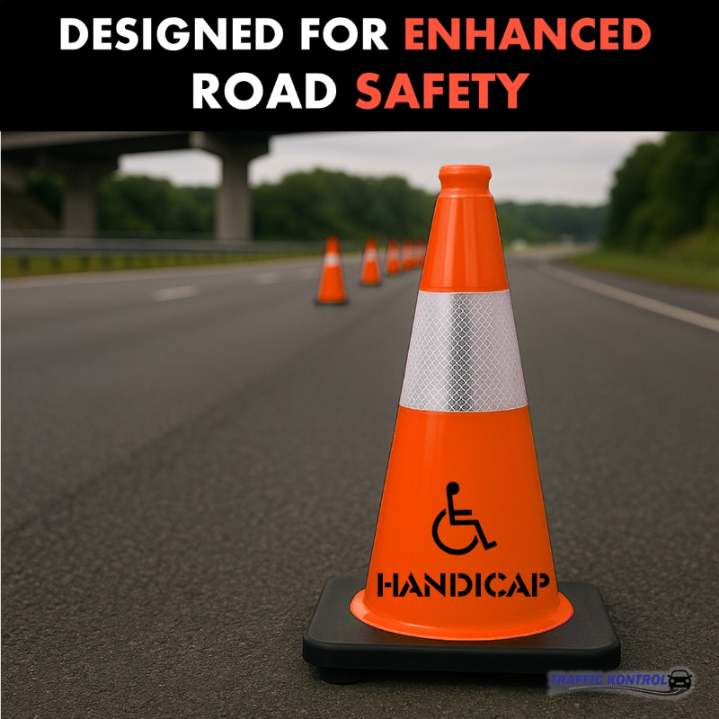18" HANDICAP Traffic Cone - 3 Lbs - Safety Orange - 6" Inch Hi ...