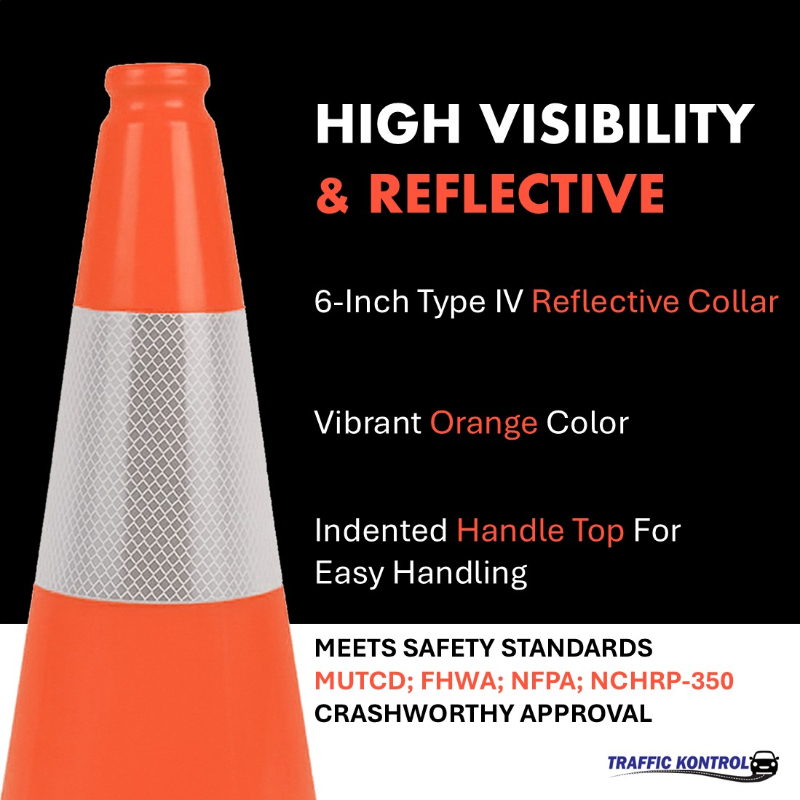 18" VALET Traffic Cone - 3 Lbs - Safety Orange - 6" Inch Hi Intensity ...