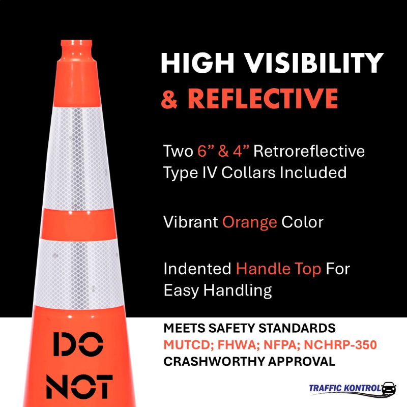 28" DO NOT ENTER Traffic Safety Cone - 10 Lbs - Orange - 6" + 4" Inch ...