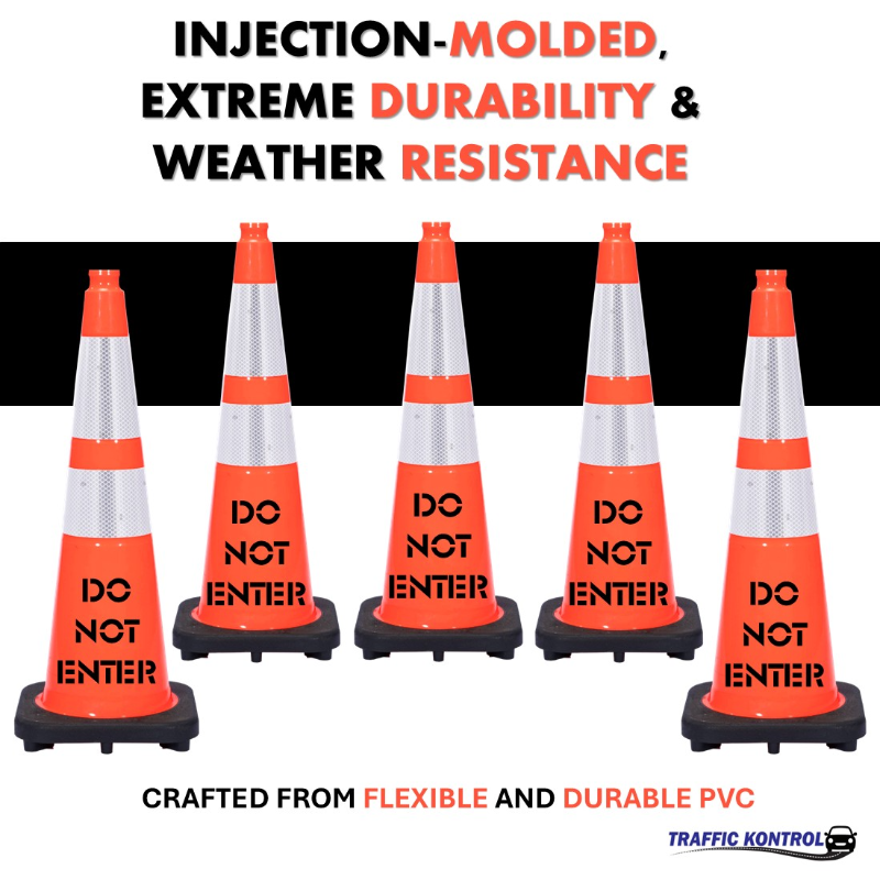 28" DO NOT ENTER Traffic Safety Cone - 10 Lbs - Orange - 6" + 4" Inch ...