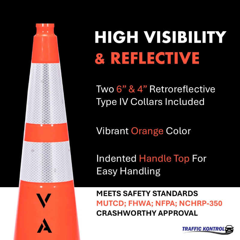 28" VALET Traffic Safety Cone - 7 Lbs - Orange - 6" + 4" Inch Hi ...