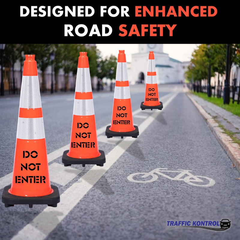 36" DO NOT ENTER Traffic Safety Cone - 10 Lbs - Orange - 6" + 4" Inch ...
