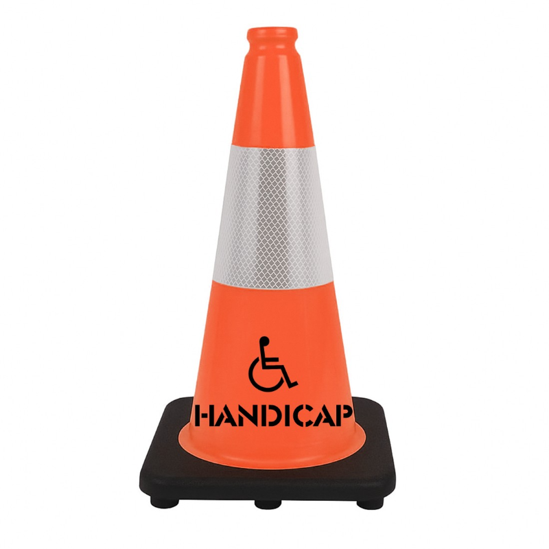 18" HANDICAP Traffic Cone - 3 Lbs - Safety Orange - 6" Inch Hi ...