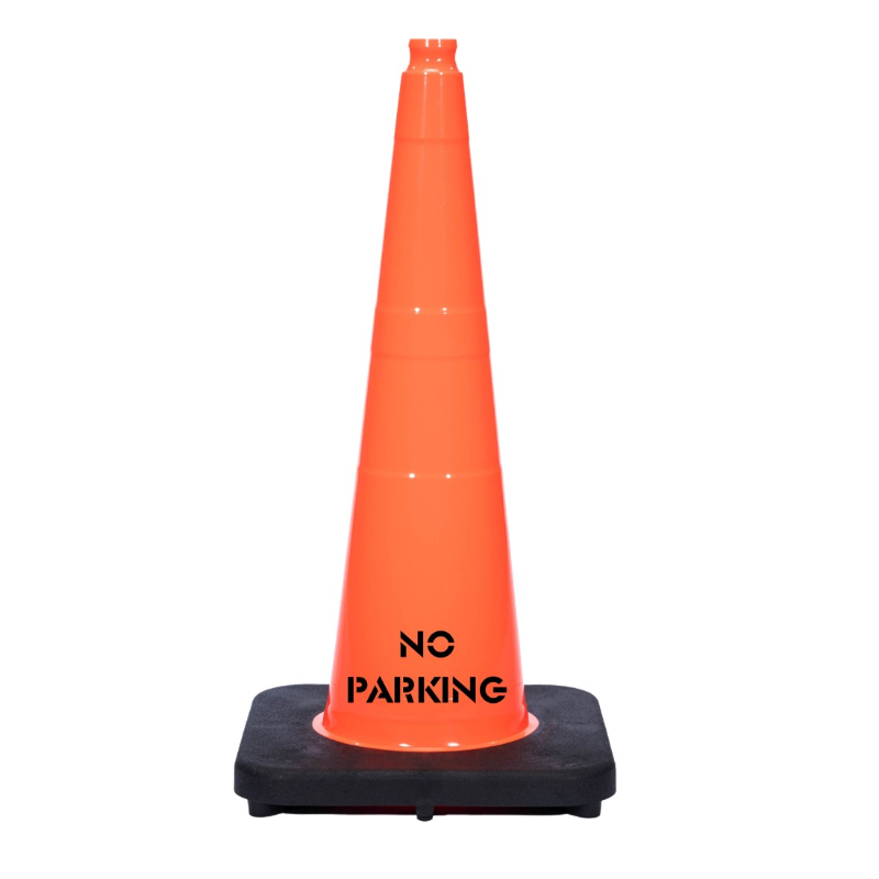 28" NO PARKING Traffic Cone - 7 Lbs - Safety Orange - No Reflective ...